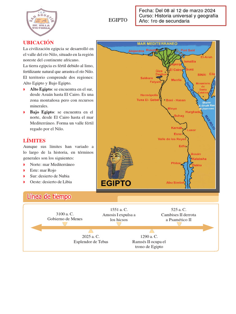 Evolución Histórica de Egipto para Primer Grado de Segundaria | PDF ...