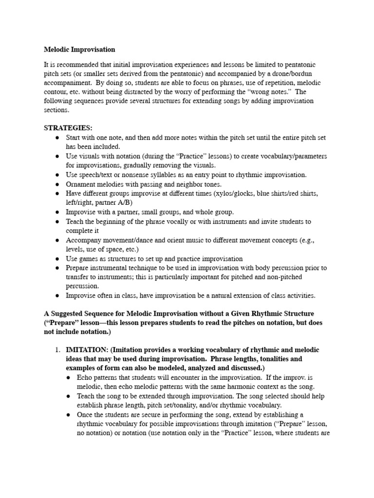 Melodic Improv Process | Download Free PDF | Musical Notation | Rhythm