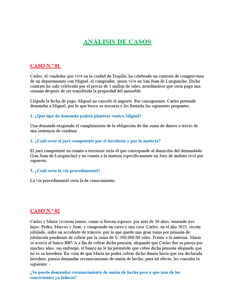 Casos Procesal Civil - Grupal | PDF