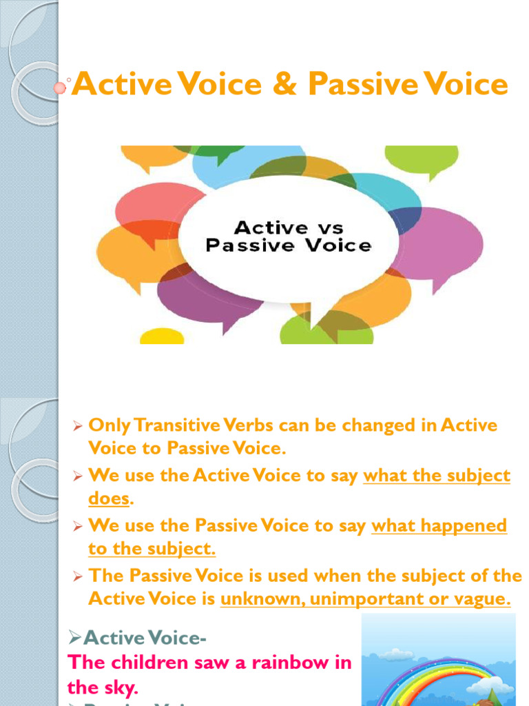 Active and Passive Voice | PDF | Verb | Grammatical Tense