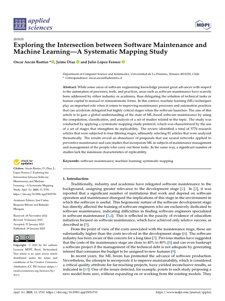 Exploring The Intersection Between Software Maintenance and Machine Learning | PDF | Machine ...