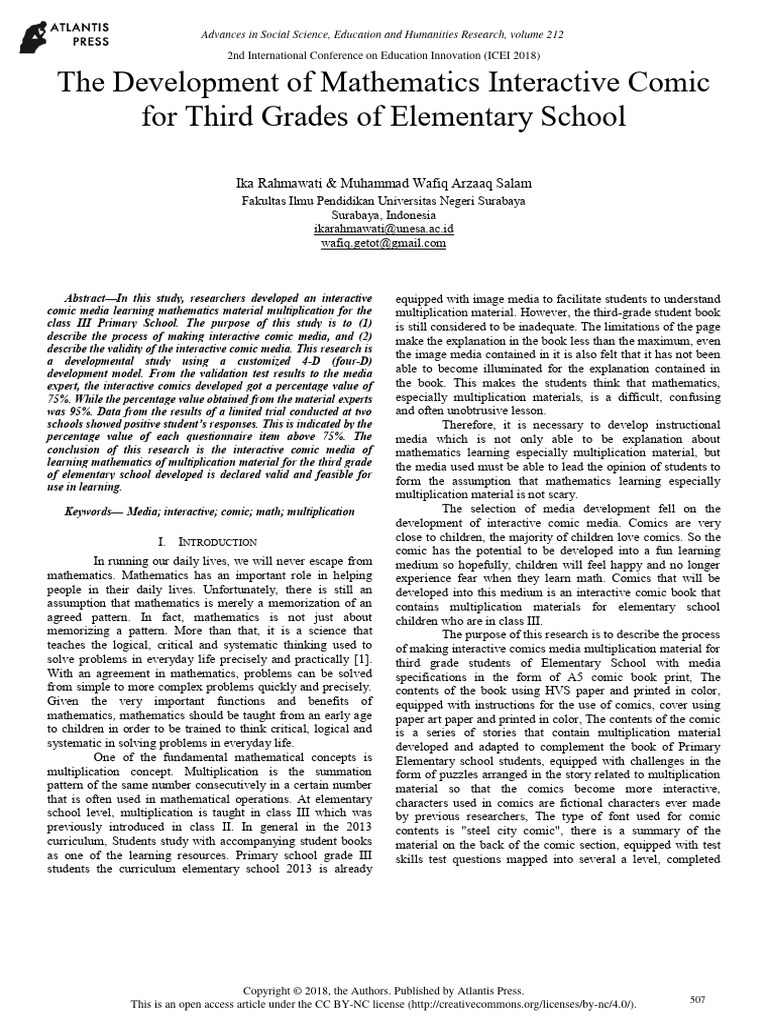 The Development of Mathematics Interactive Comic For Third Grades of ...