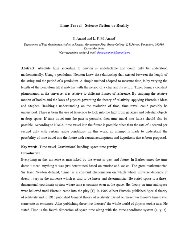 Time Travel - Science Fiction or Reality | PDF | Spacetime | Theory Of ...