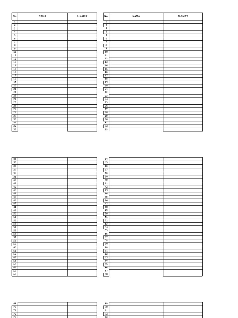 Contoh List Nama Tamu Kosongan-4 | PDF