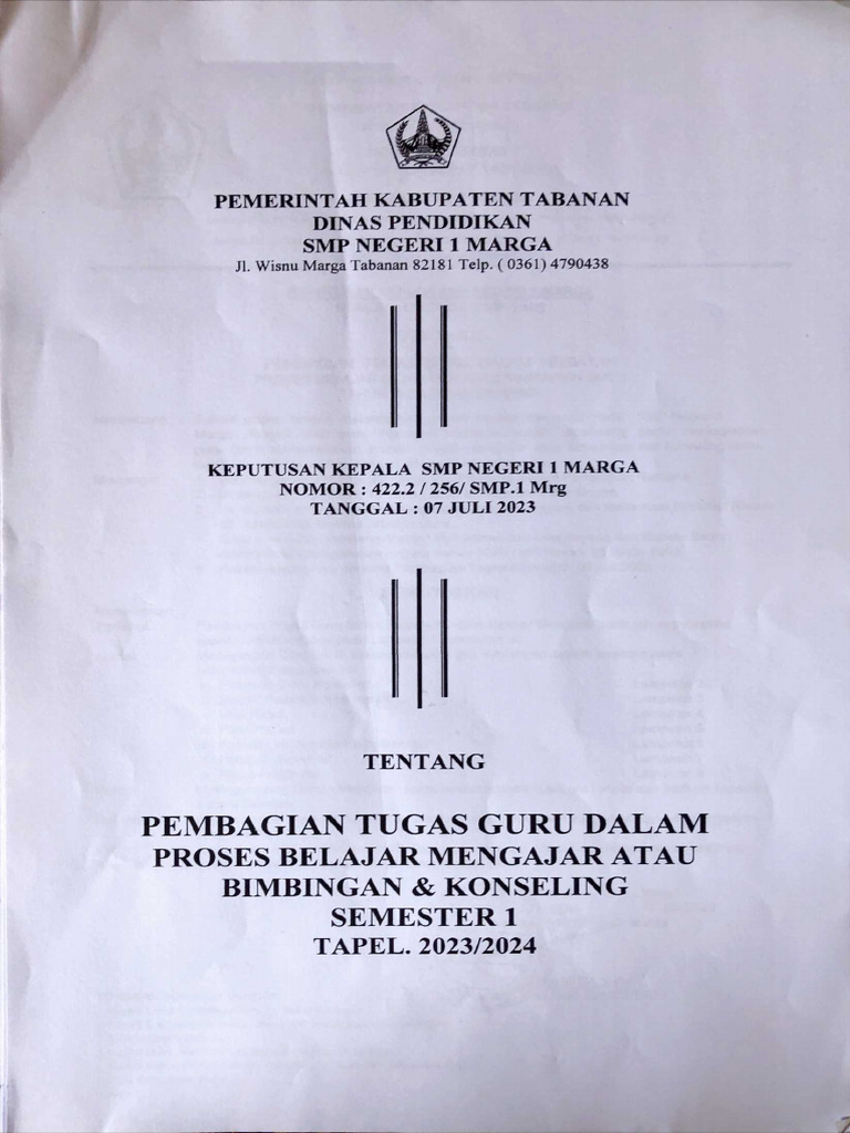 Pembagian Tugas Tapel 2023-2024 | PDF