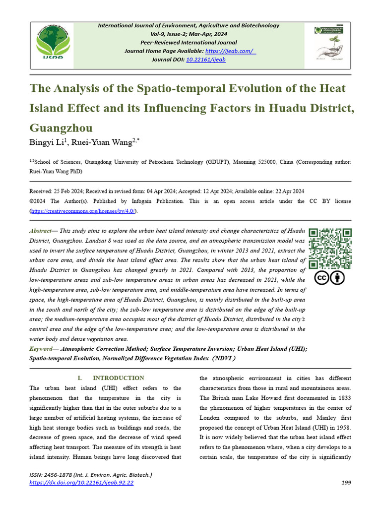 The Analysis Of The Spatio Temporal Evolution Of The Heat Island Effect
