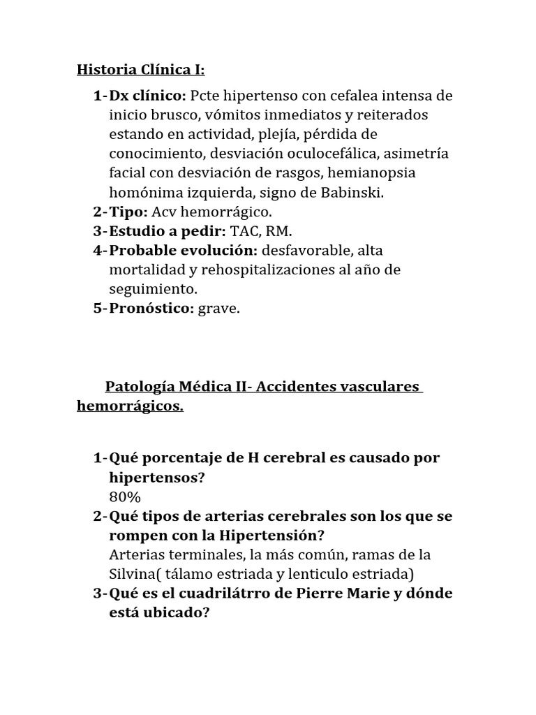 Acv - Caso Clinico | PDF | Carrera | Hipertensión