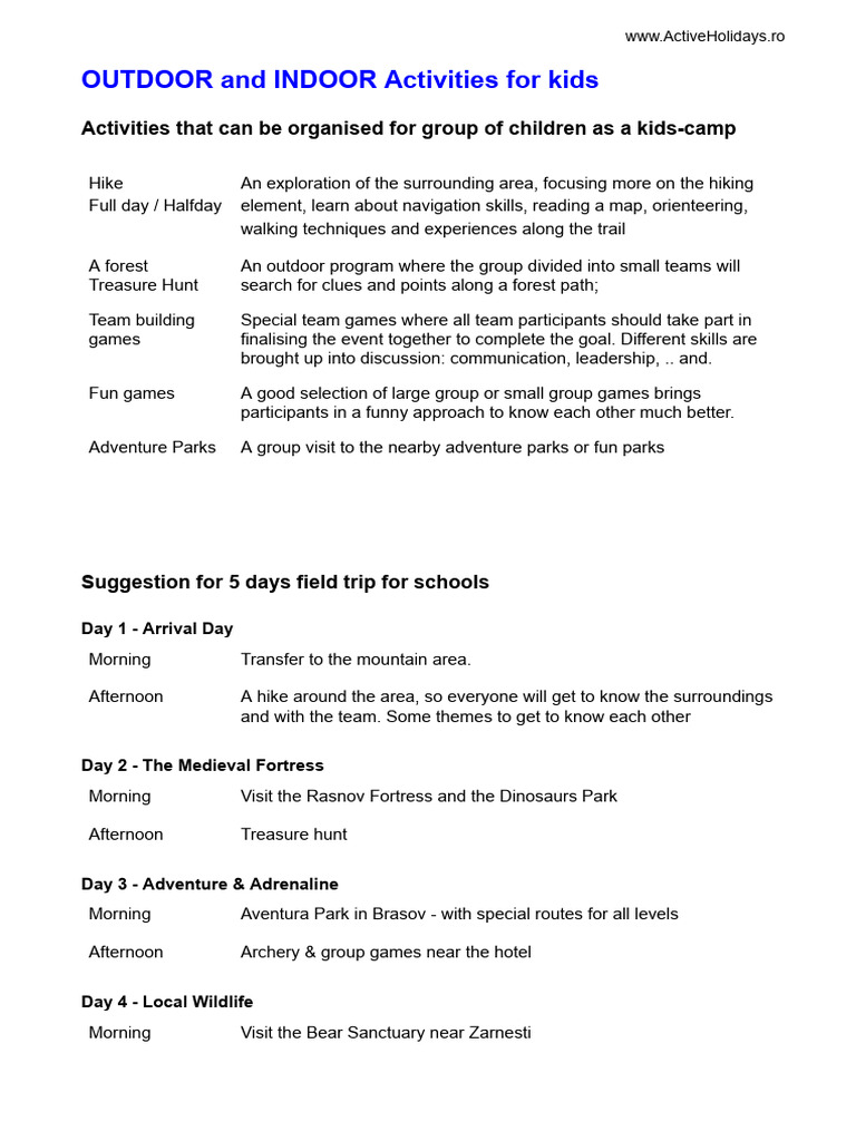 ActiveHolidays - Activitati de Vara Pentru Copii - Summer Activities ...