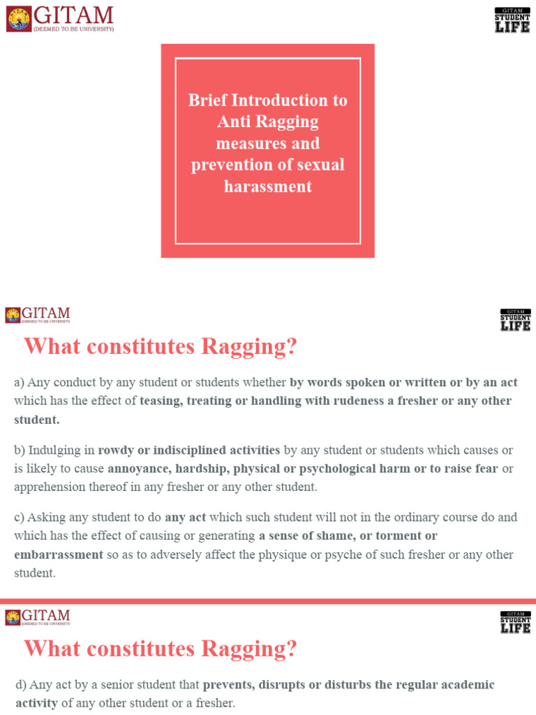 Introduction To Anti Ragging Measures Updated | PDF | Sexual Harassment ...