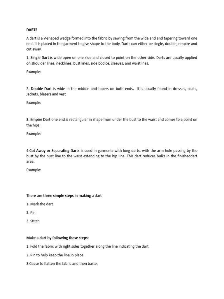 DARTS | PDF | Seam (Sewing) | Sewing