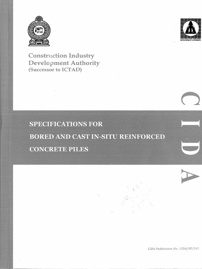5.CIDA-SP-101 Specifications for Bored and Cast In-situ Reinforced Concrete Piles | PDF