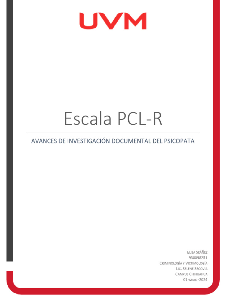 Escala Pcl R Pdf Psicopatía Ciencias Del Comportamiento