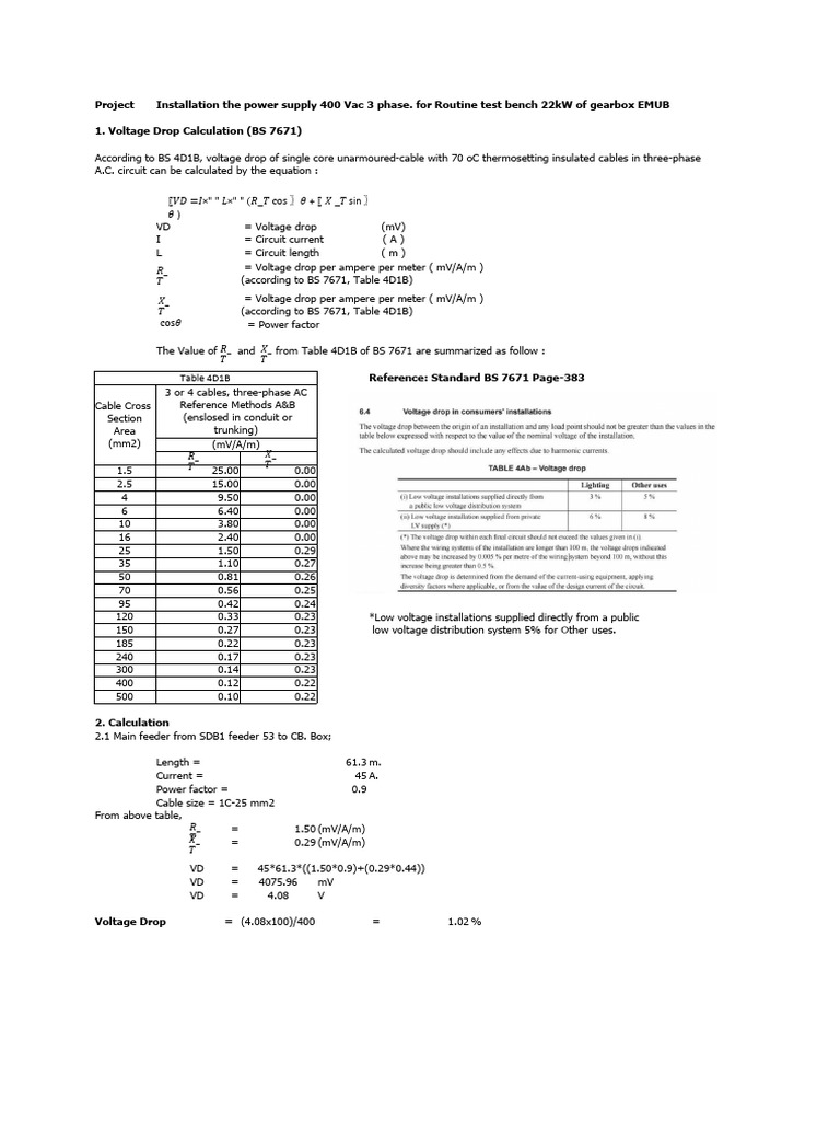 Voltage Drop Calculation for air compressor 3 Phase | PDF | Alternating Current | Electrical ...