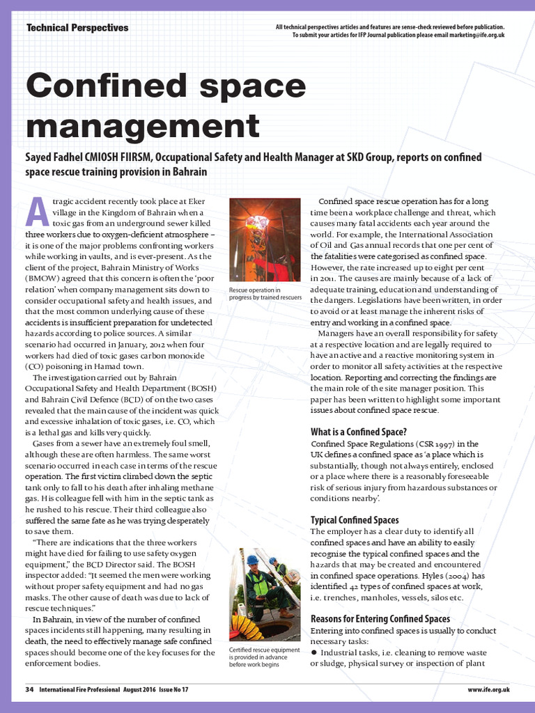 Confined Space Management | Download Free PDF | Safety | Occupational Safety And Health