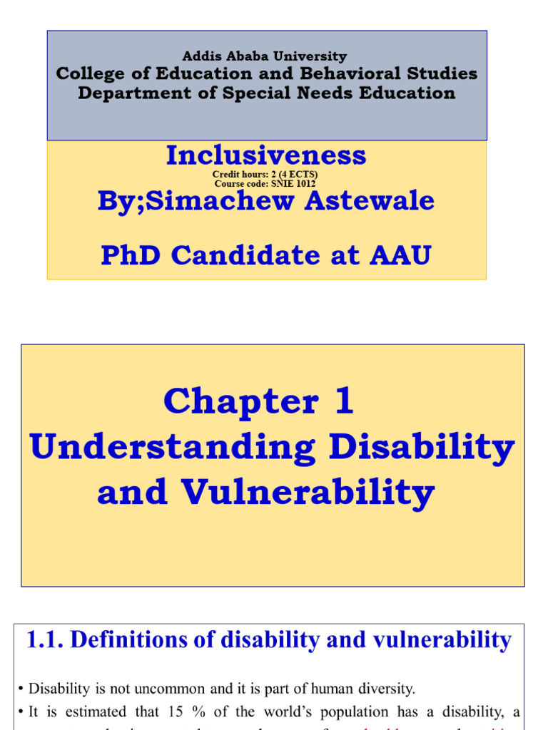 Chapter 1 Understanding Disability & Vulnerability FINAL | PDF | Disability | Vulnerability