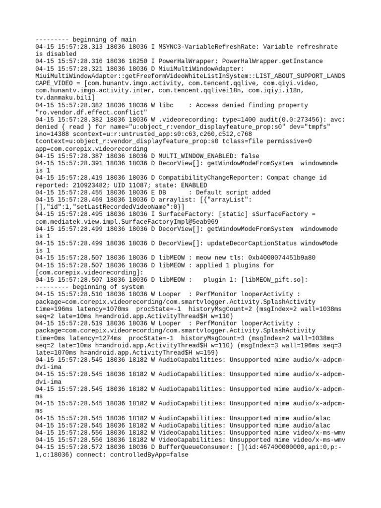Android Debug Log Analysis | PDF | Computer Science | Computing Platforms