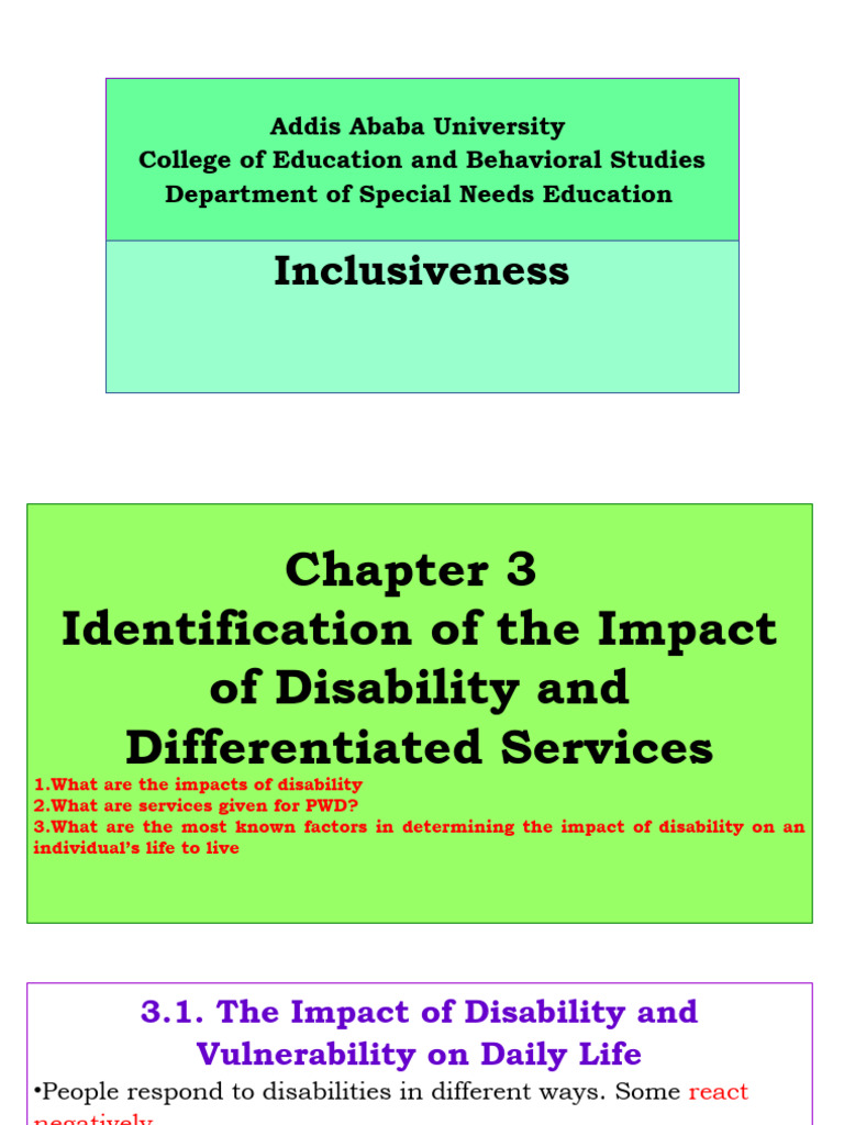 Chapter 3 FINAL Identification of The Impact of Disability & Differentiated | PDF | Disability ...