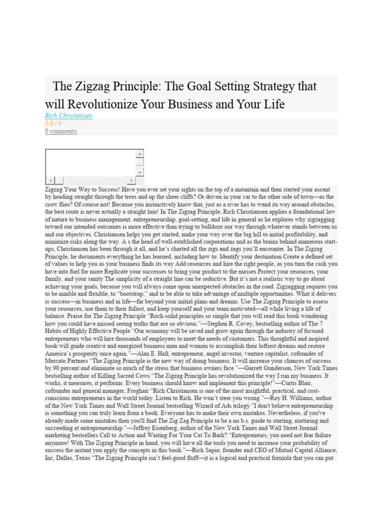The Zigzag Principle | PDF | Entrepreneurship | Goal Setting