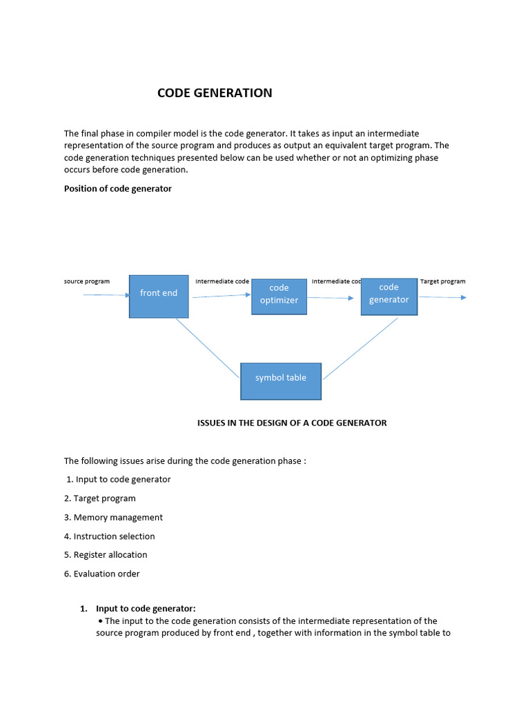 CODE GENERATION and Issues | PDF | Compiler | Computer Program
