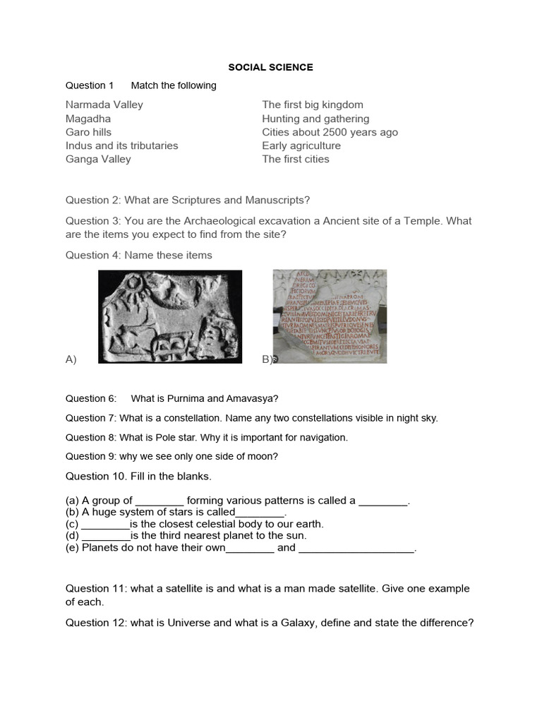 Social Science Questions on History and Astronomy | PDF | Social ...
