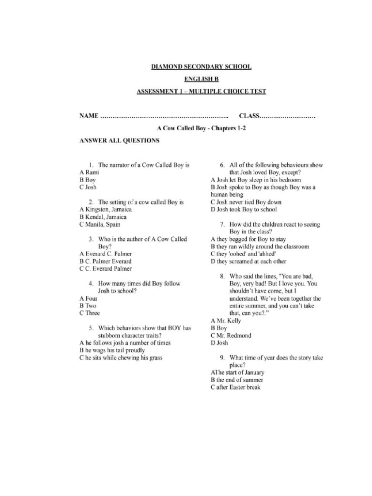 Multiple Choice English B | PDF