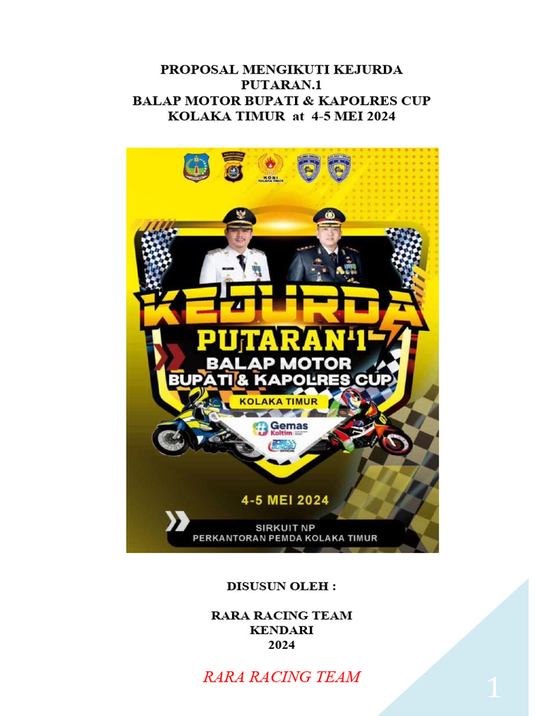 Proposal Kegiatan Mengikuti Kejuaraan Balap Motor | PDF