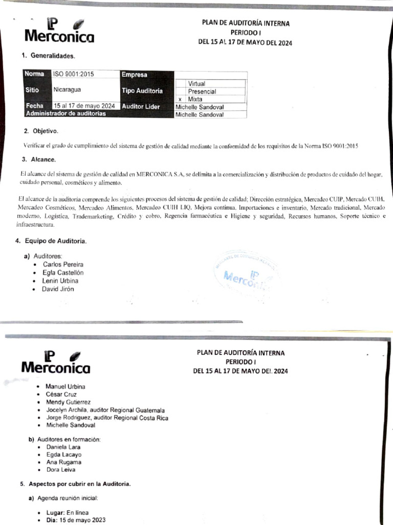 Plan de Auditoria Interna | Descargar gratis PDF | Auditoría | Contralor