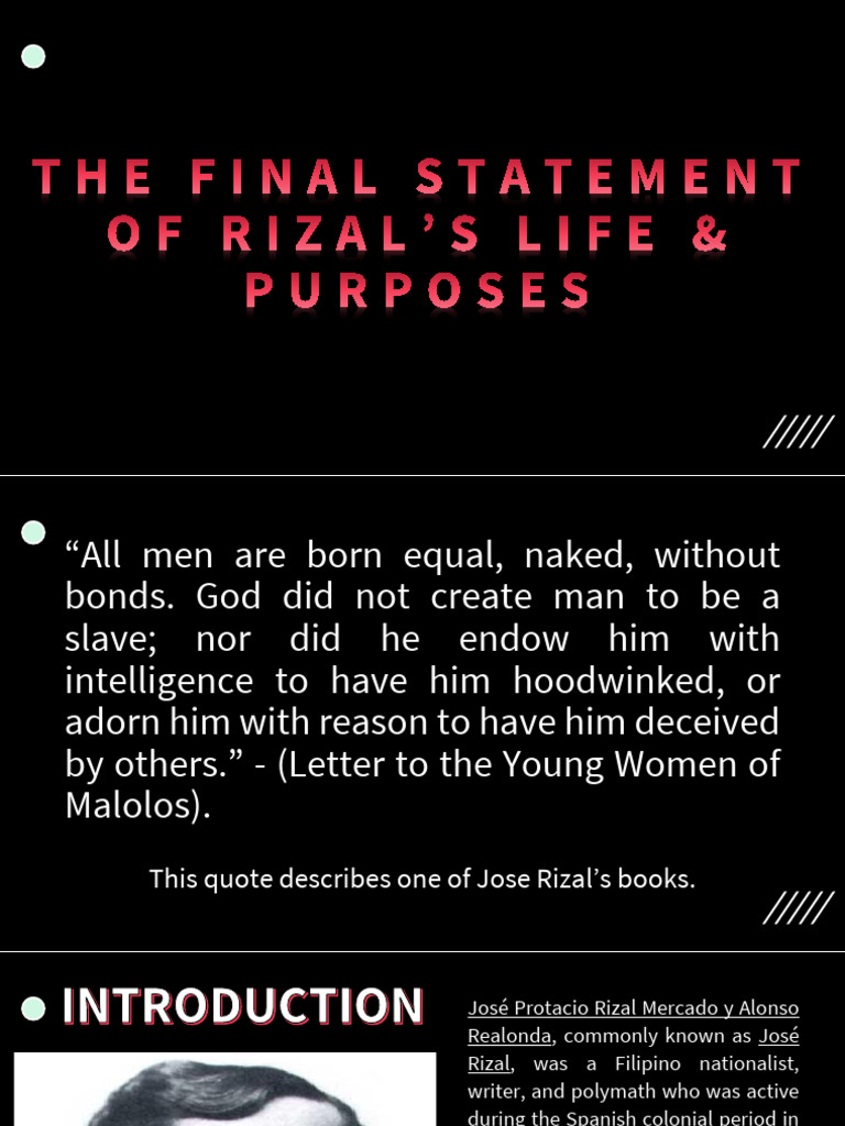 The Final Statement of Rizal's Life & Purpose | PDF | Philippines
