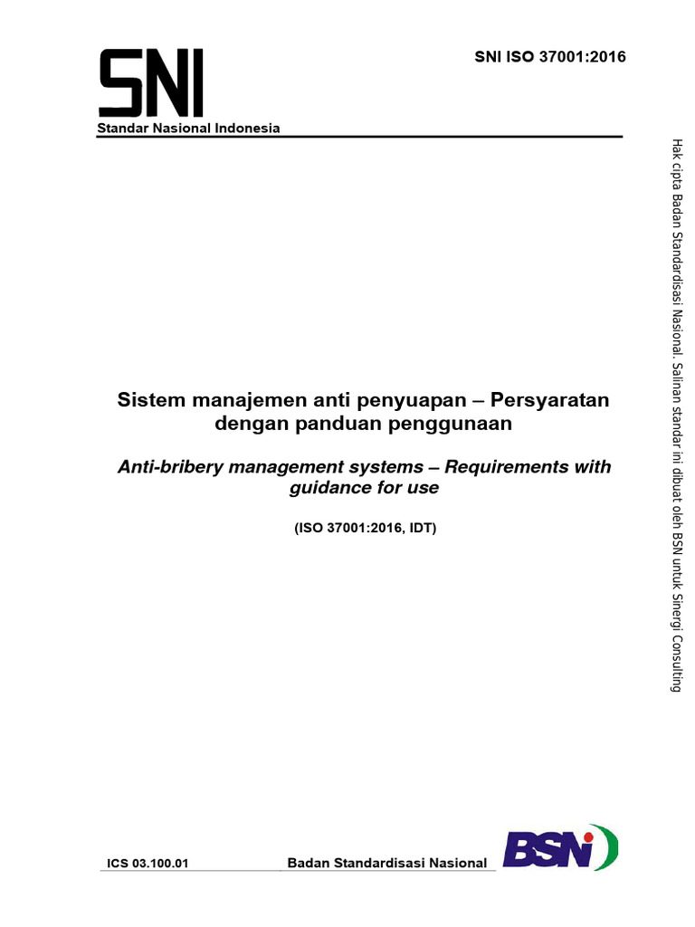 SNI ISO 37001-2016 - Unlocked | PDF