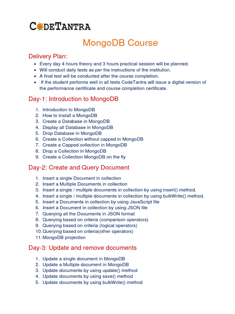 MongoDB Course | PDF