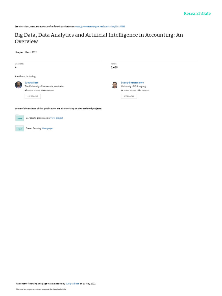Big Data, Data Analytics and Artificial Intelligence in Accounting: An | PDF | Analytics | Big Data