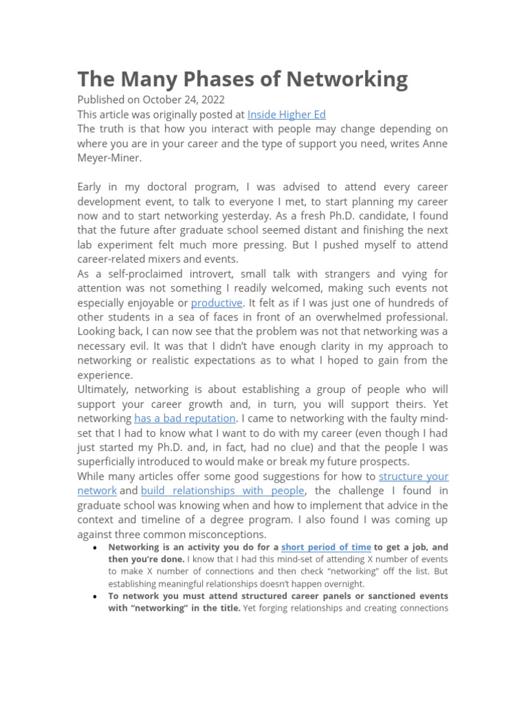 The-Many-Phases-of-Networking | PDF | Psychology | Social Psychology