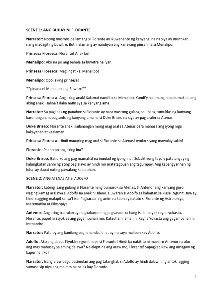 Florante at Laura Script | PDF