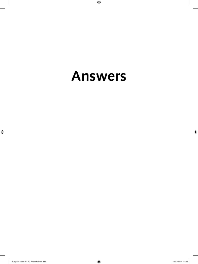 Busy Ant Maths Year 1 Answers | PDF