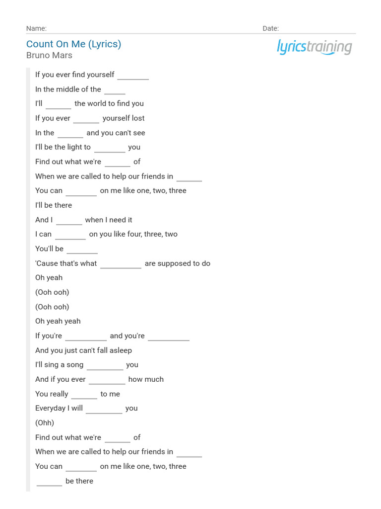 Print Lyrics - LyricsTraining | PDF