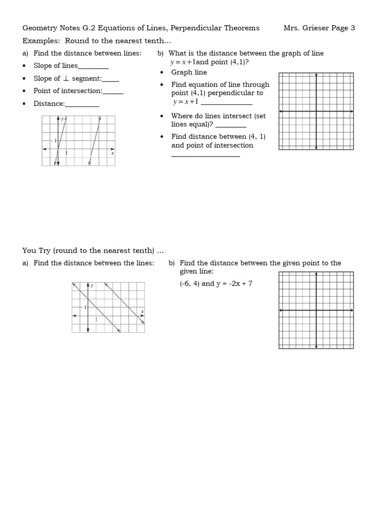 Distance Between Point - Lines Practice | PDF