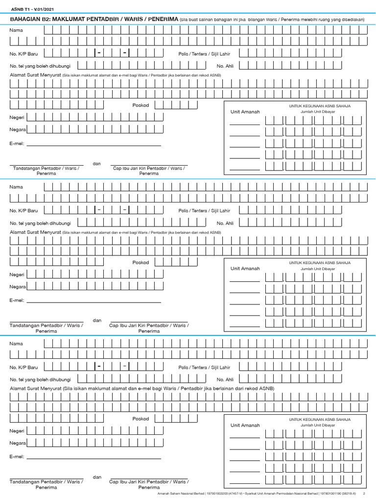 ASM - Waris Borang T1 | PDF