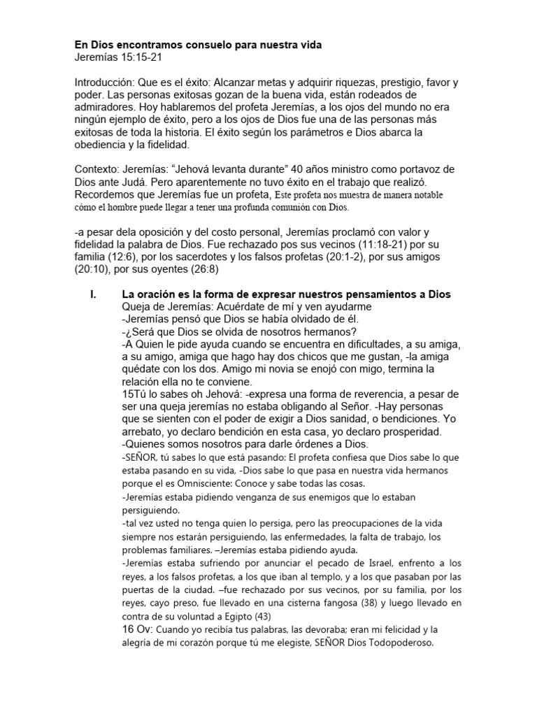 Consuelo Divino en la Vida de Jeremías | PDF | Dios | Profeta