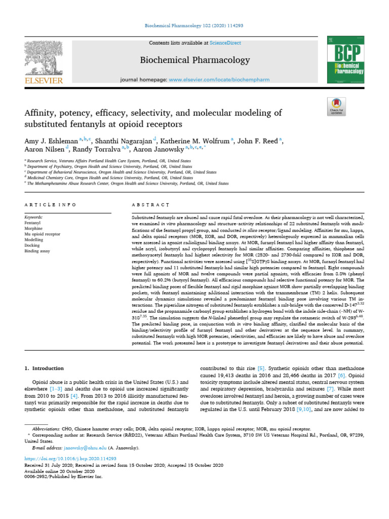 Affinity Potency Efficacy Selectivity And Molecular Modeling Of