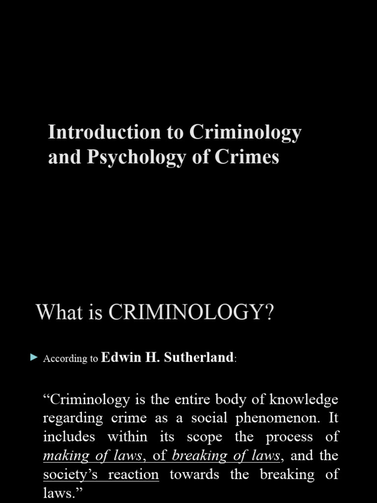 Introduction To Criminology | PDF | Criminology | Crimes