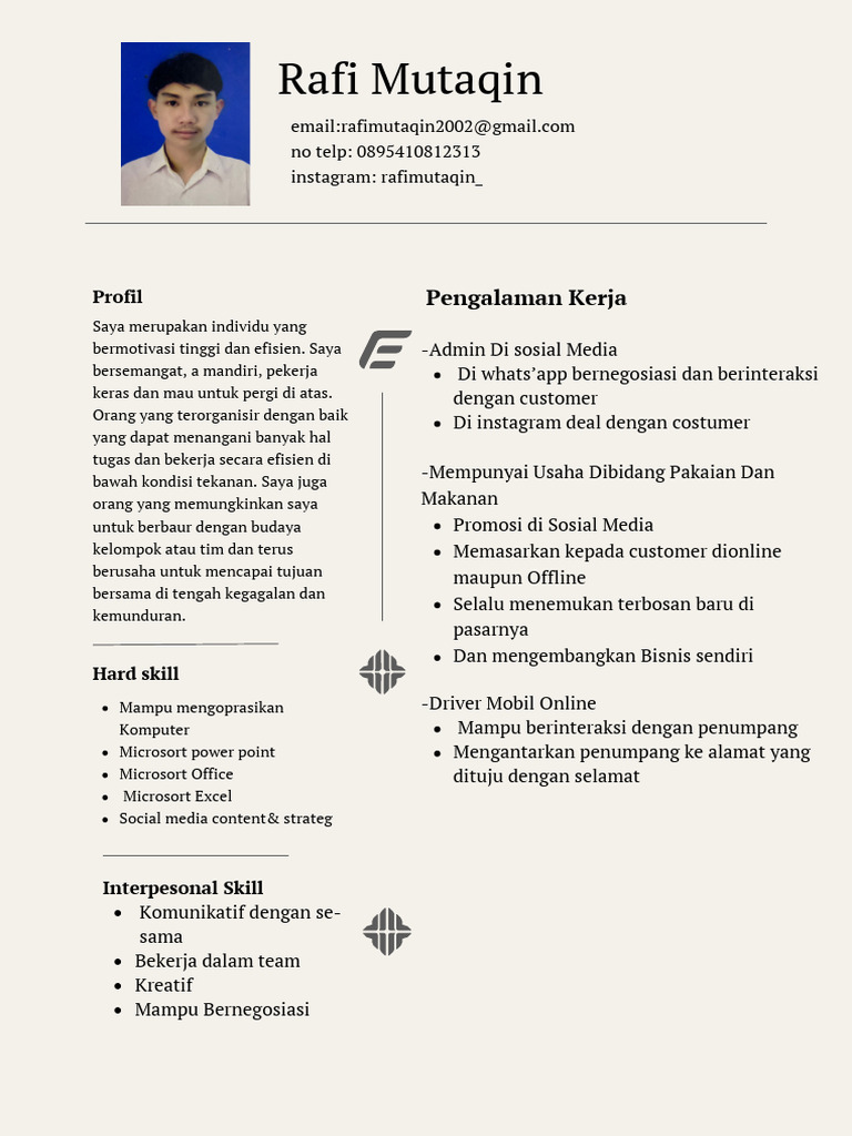 CV Rafi Mutaqin | PDF