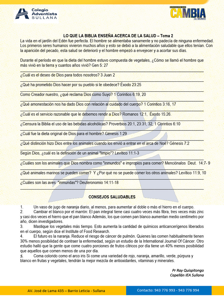 Salud y dieta según la Biblia | PDF | Salud y bienestar | Ciencia y ...