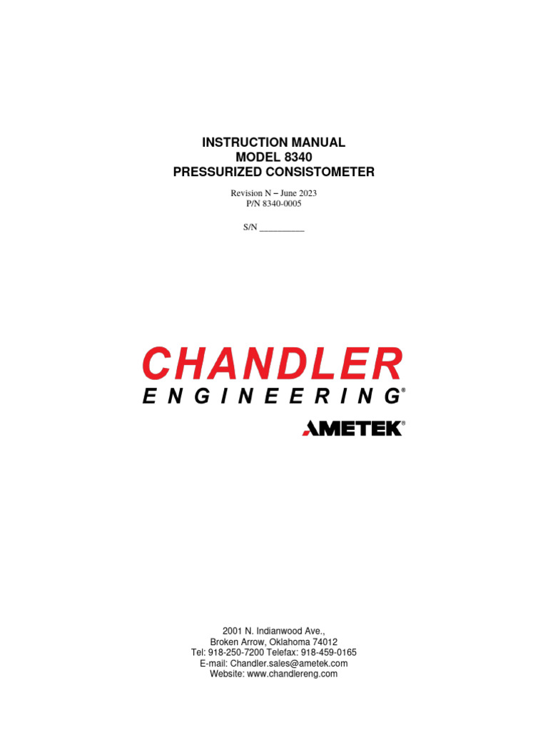 Chandler Model 8340 Pressurized Consistometer | Download Free PDF ...