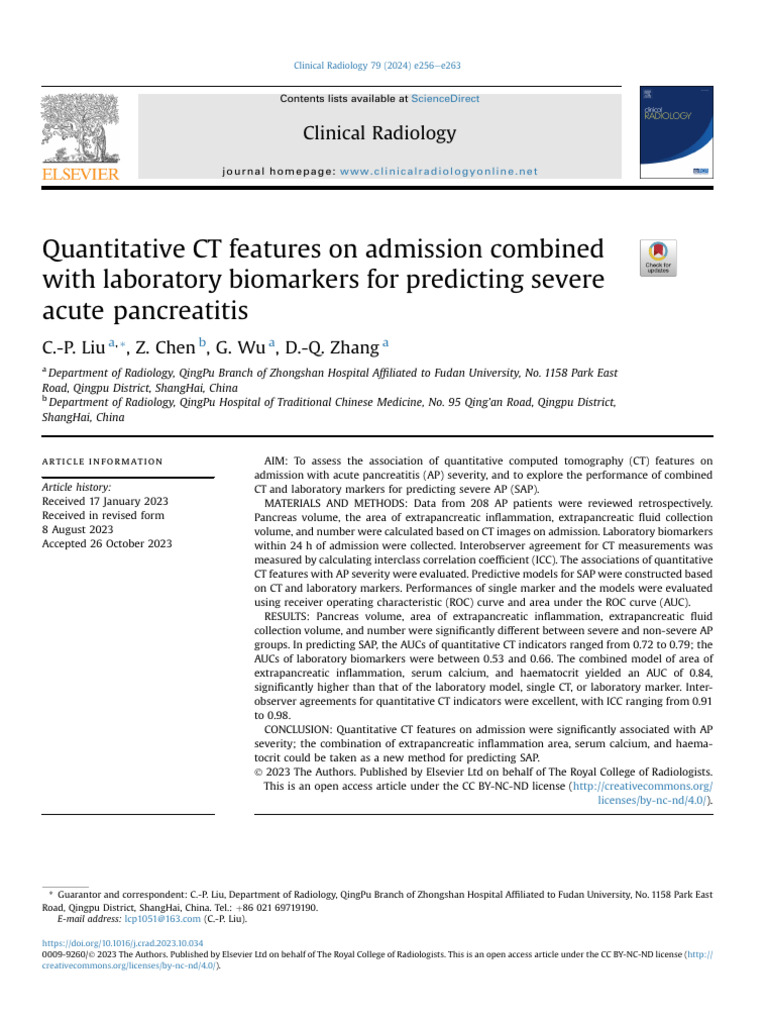 Quantitative CT Features On Admission Combined Wit | Download Free PDF ...