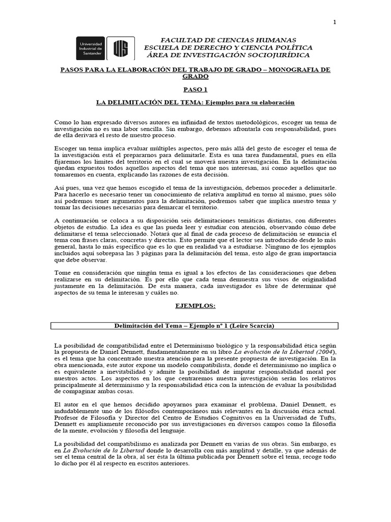 1 - Ejemplos Delimitación Del Tema | Descargar gratis PDF | Ley humanitaria internacional ...