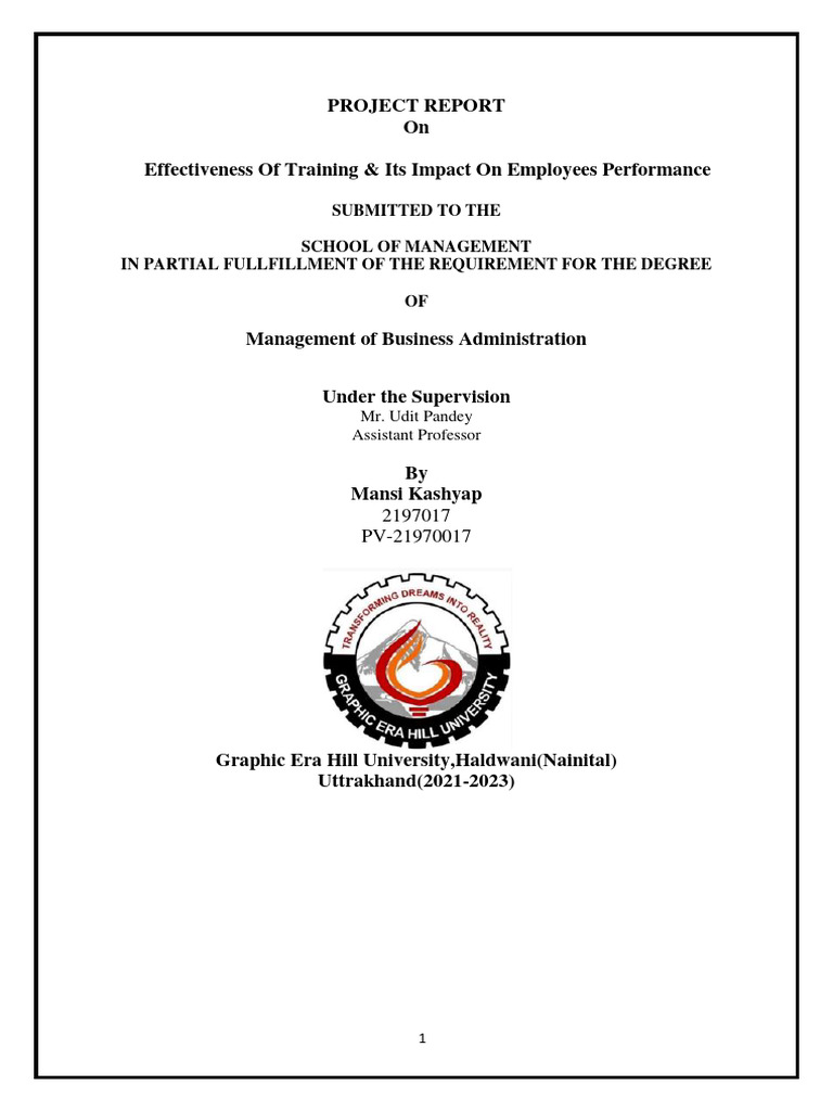 Project Report - T&D - Mansi | PDF | Employment | Survey Methodology