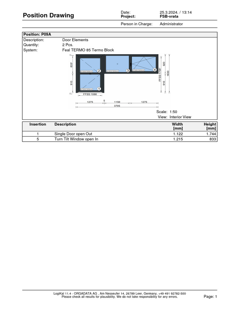 Position Drawing FSB-vrata from 25.3.2024 | PDF | Door | Architectural ...