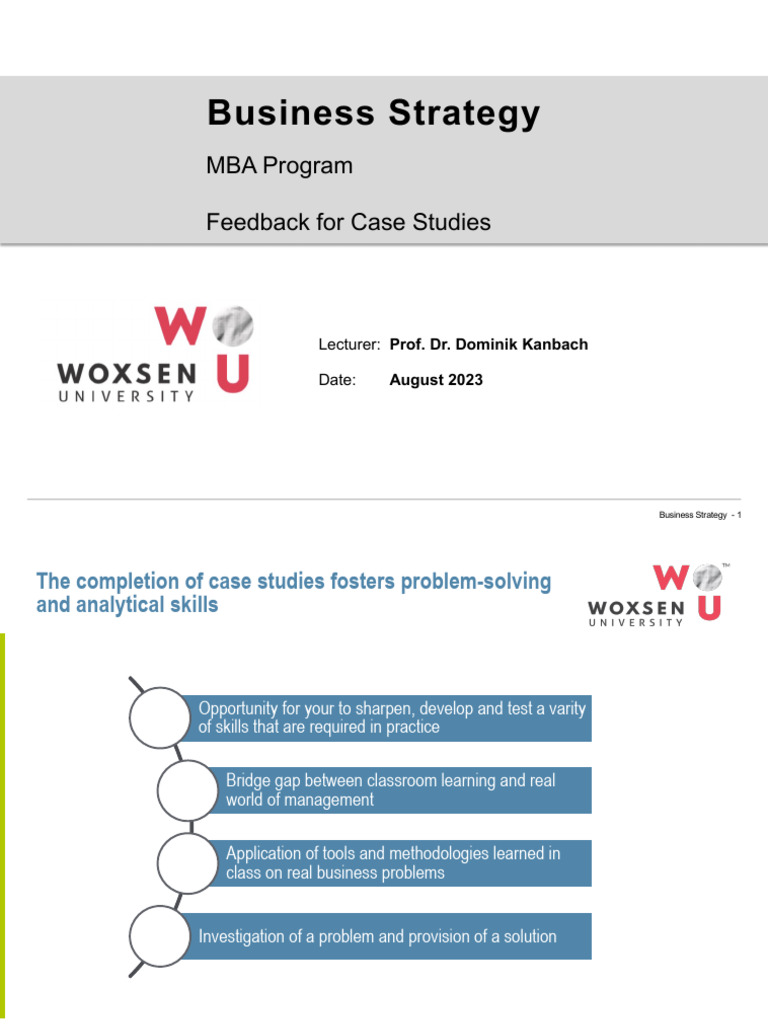 MBA Case Study Feedback Guidelines | PDF | Strategic Management | Cognition