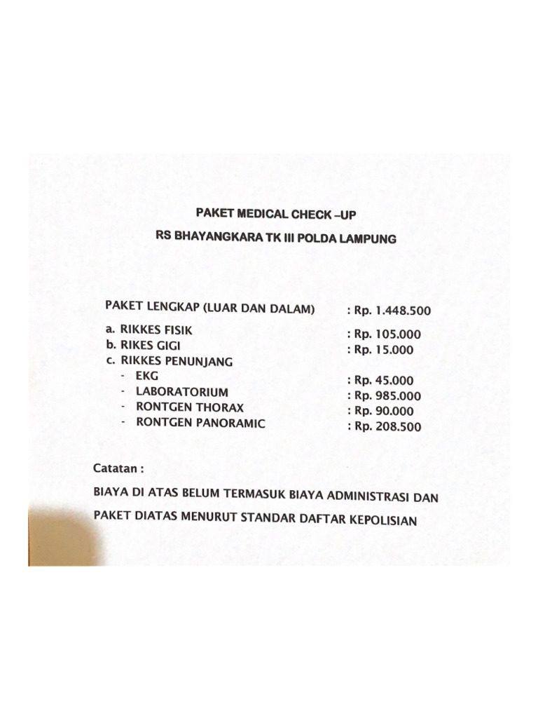 Paket Medical Check - Up | PDF