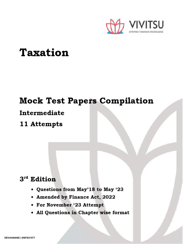 Paper4 - Taxation - MTP - All Attempts - May23 | PDF | Income Tax | Taxes